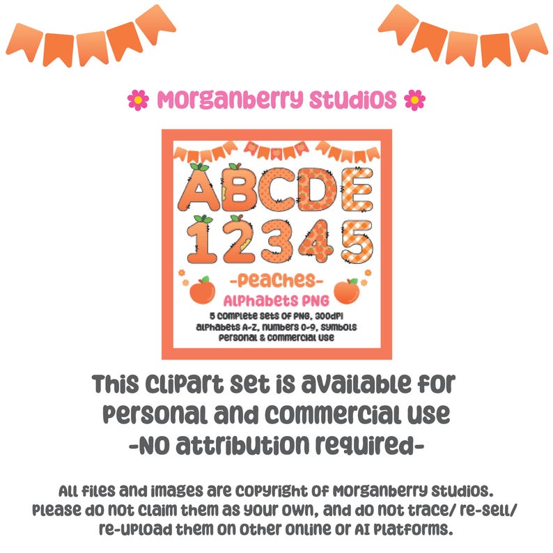 Peach Alphabet Letters A-Z, Peach Numbers 0-9, Peach Clipart, Fruit ...