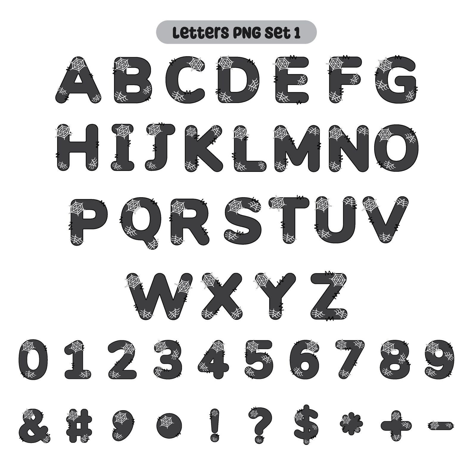 Halloween Witch Alphabet Clipart A-Z and 0-9, Halloween Doodle Letters ...