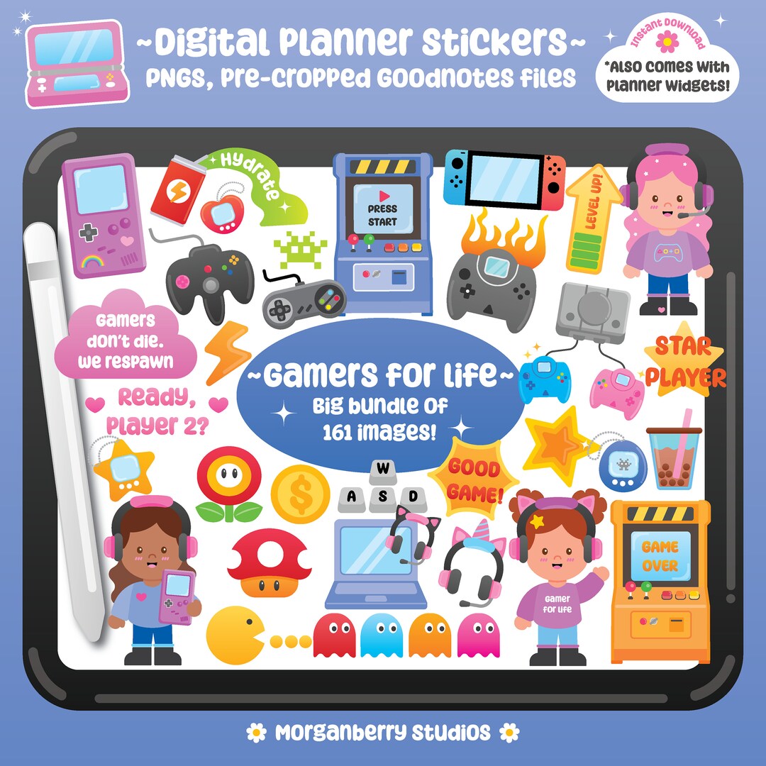 Goodnotes Stickers, Cute Gamer Stickers for Goodnotes, Planner Stickers ...
