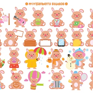 Cute Bunny Digital Stickers, Goodnotes Stickers, Daily Icon Stickers ...