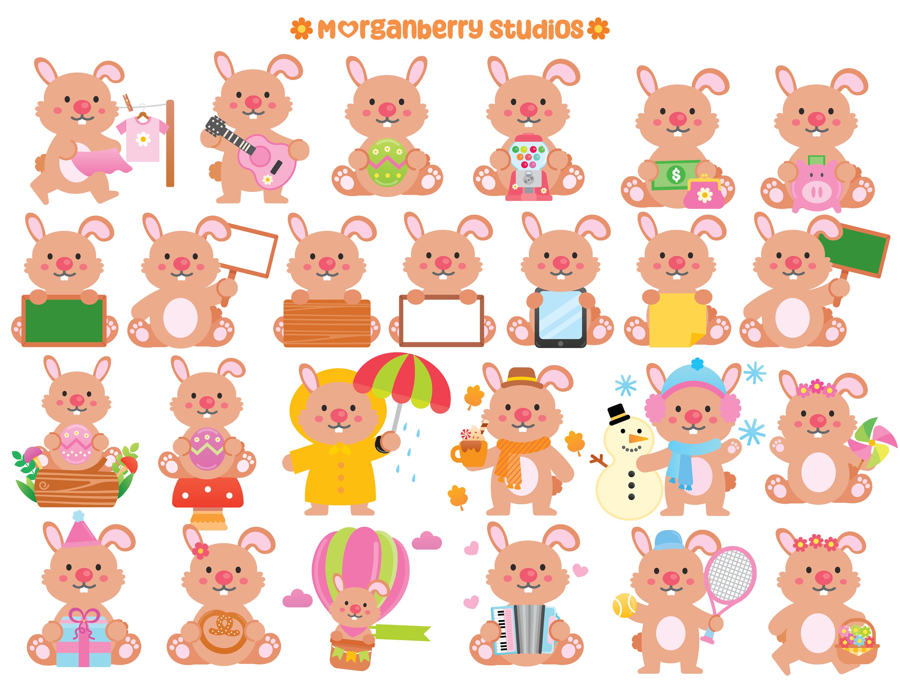 Cute Bunny Digital Stickers, Goodnotes Stickers, Daily Icon Stickers ...