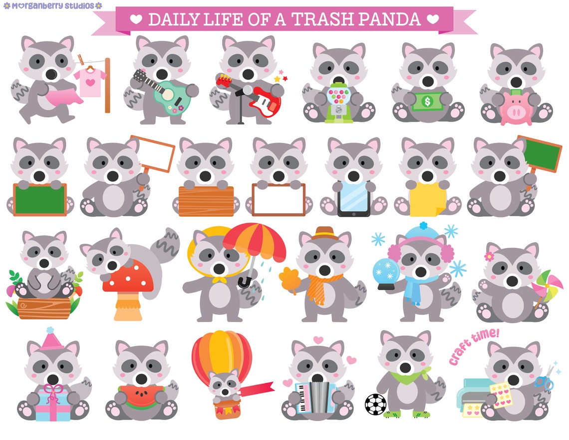 Goodnotes Stickers Cute Trash Panda Digital Stickers Daily - Etsy