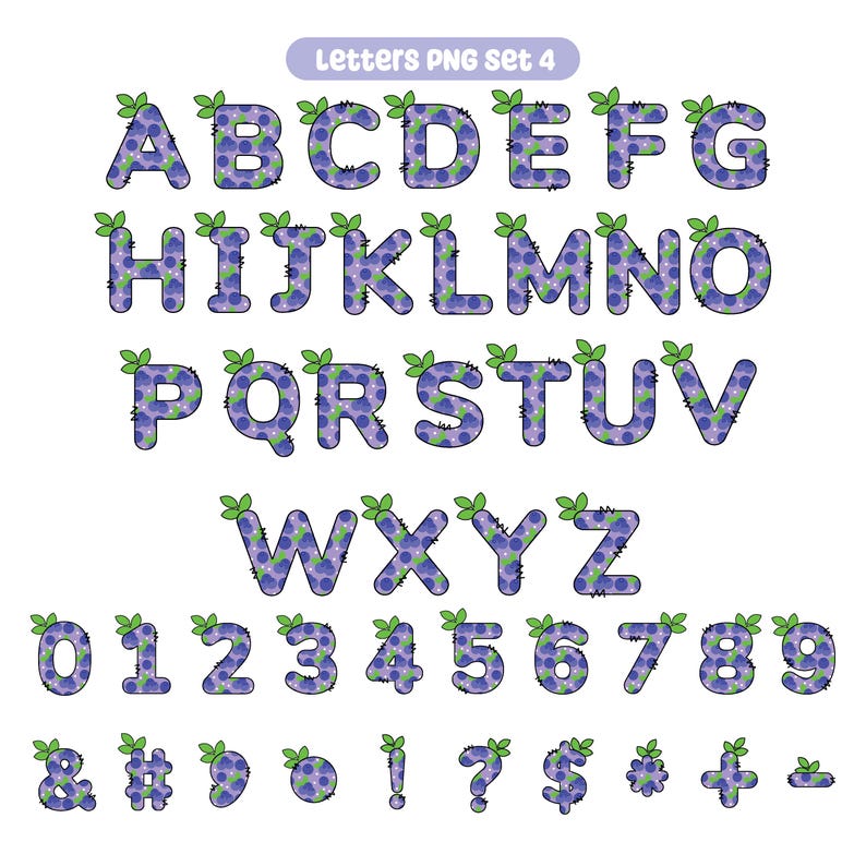 Blueberry Doodle Font: Summer Fruit Alphabets PNG (digital Download) - Etsy
