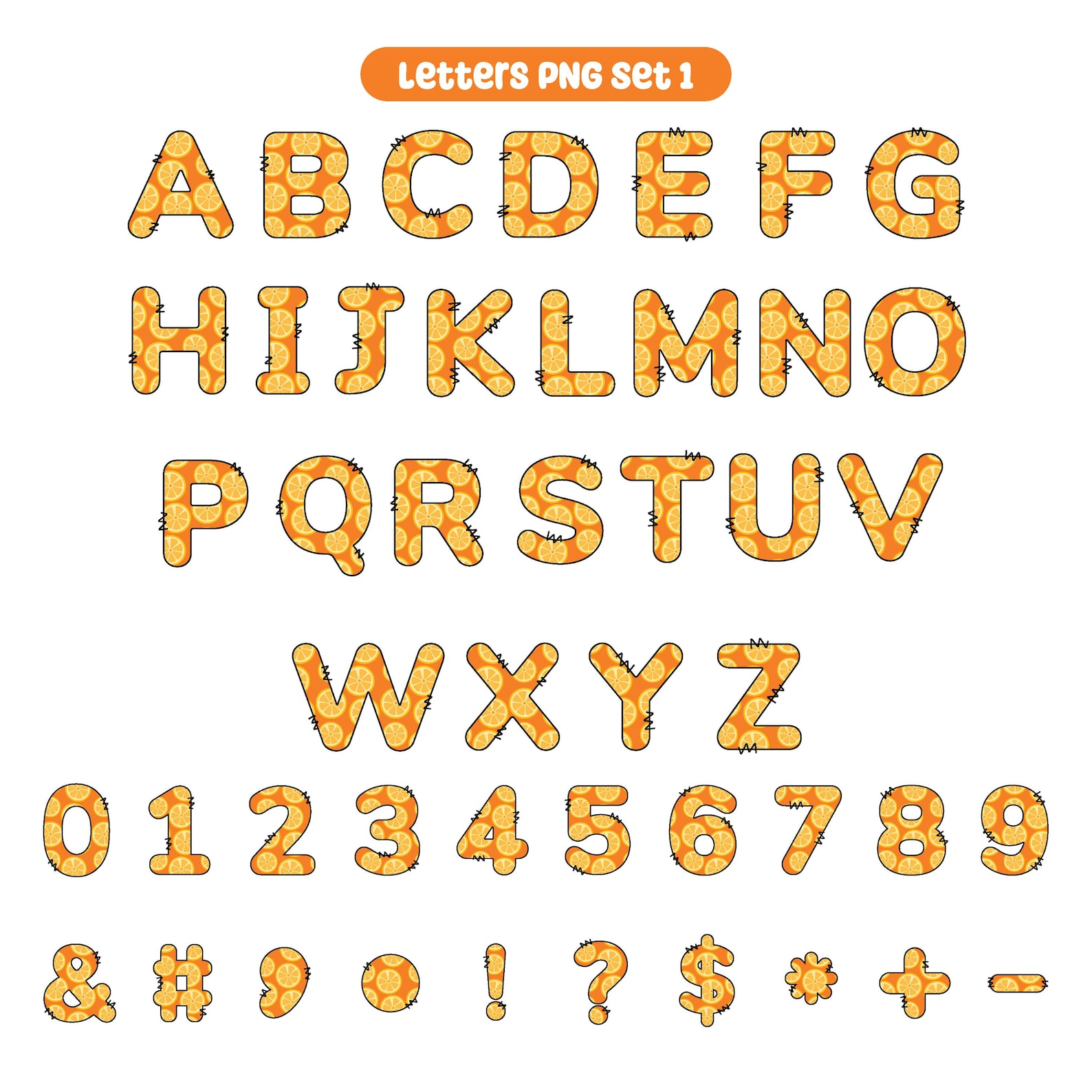 Orange Citrus Alphabet Clipart A-Z, Summer Fruit Alphabet, Fruit ...