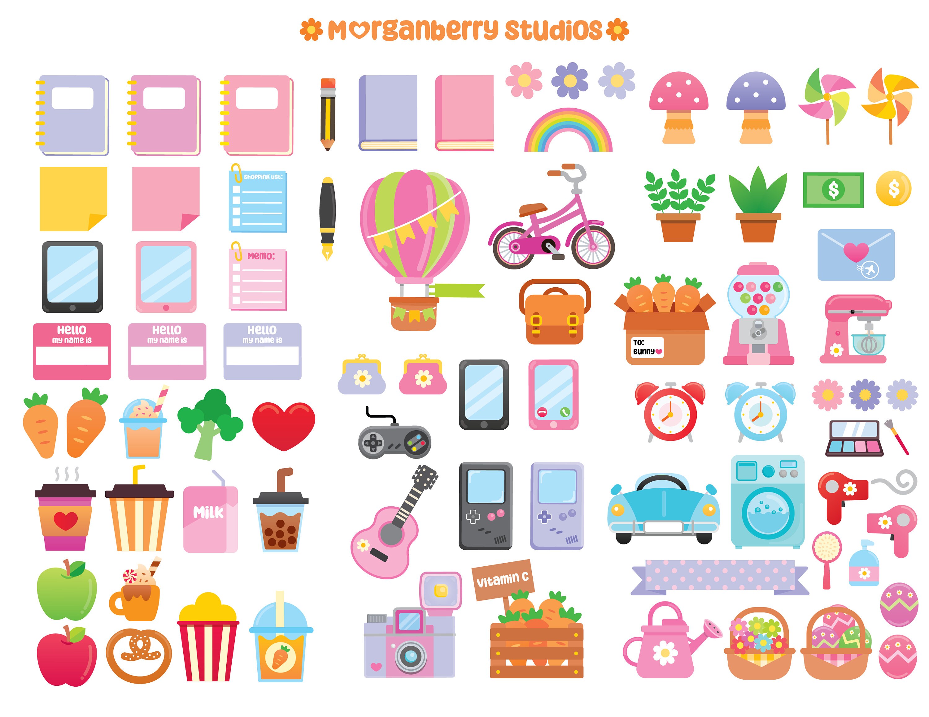 Cute Bunny Digital Stickers, Goodnotes Stickers, Daily Icon Stickers ...