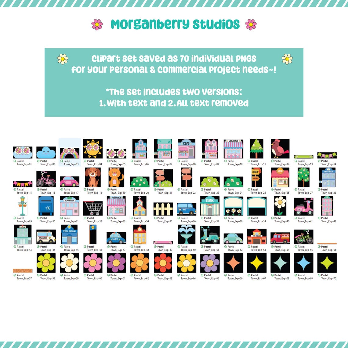 Cute Retro Town Creator Clipart Set, Pastel Town Creator Clipart Set ...