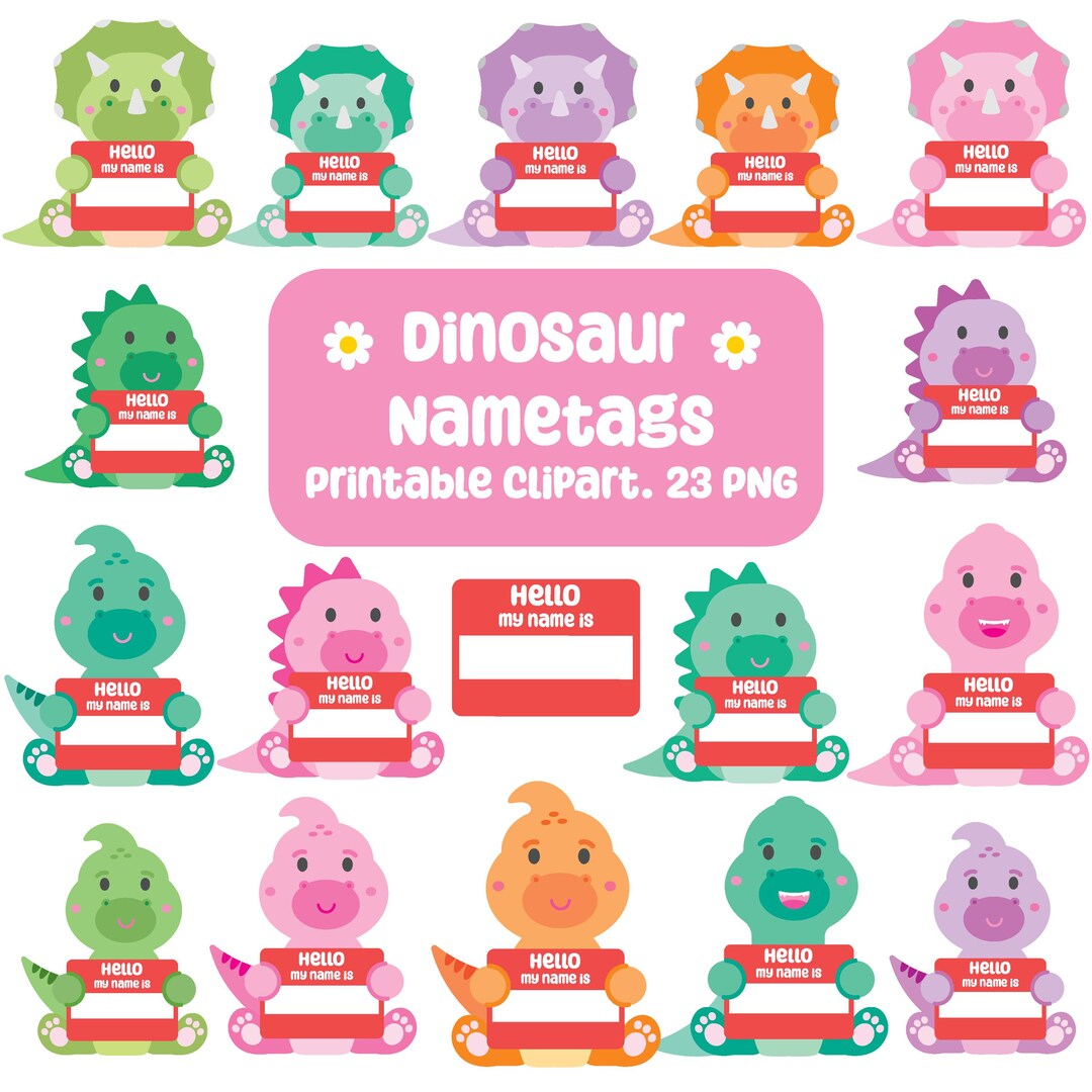 Printable Dino Nametag, Dinosaur Nametag for Birthday, Dino Classroom ...