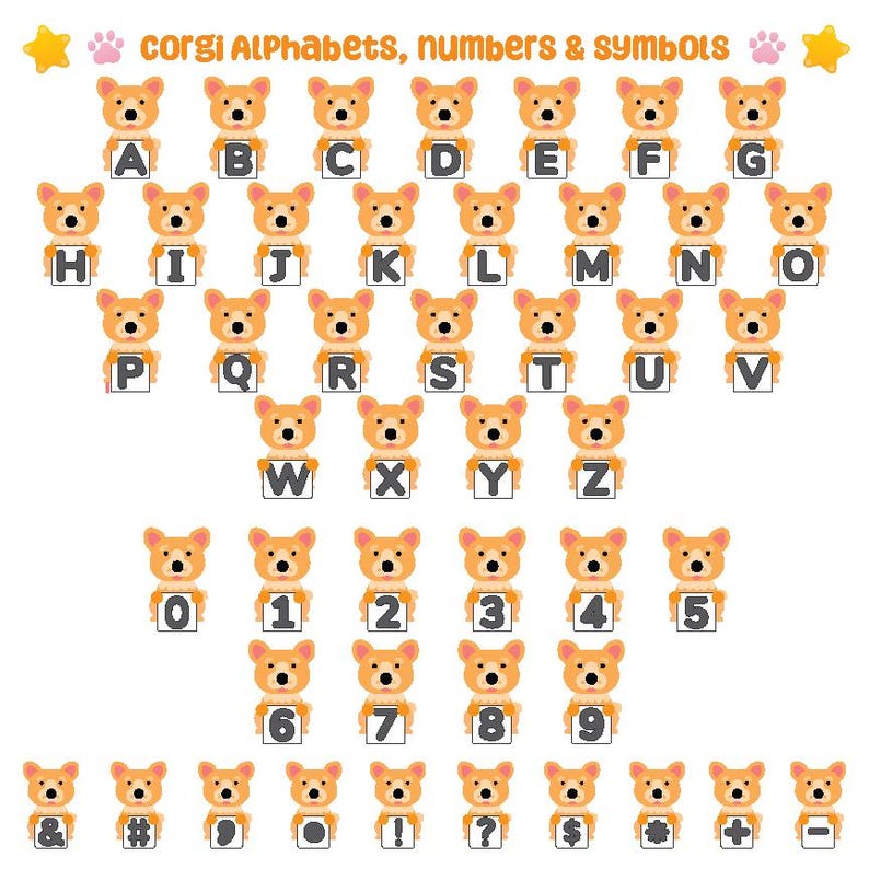 Corgi Alphabet PNG Pack, Cute Dog Letter Graphics for Creative Designs ...