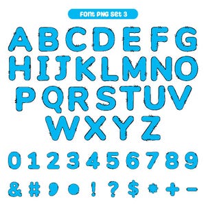 Blue Alphabets Sublimation Pack, Doodle Letters for Sublimation ...