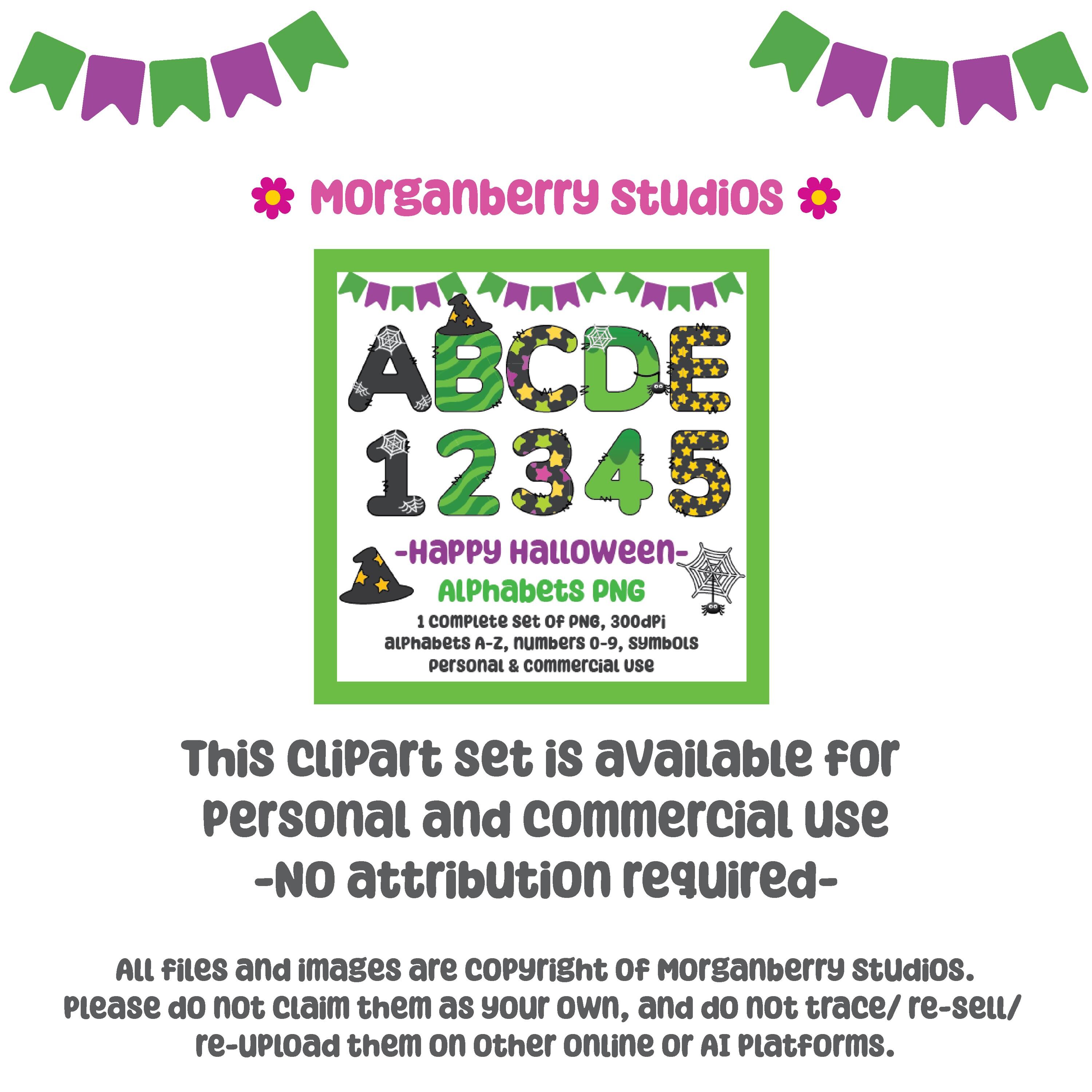 Halloween Witch Alphabet Clipart A-Z and 0-9, Halloween Doodle Letters ...