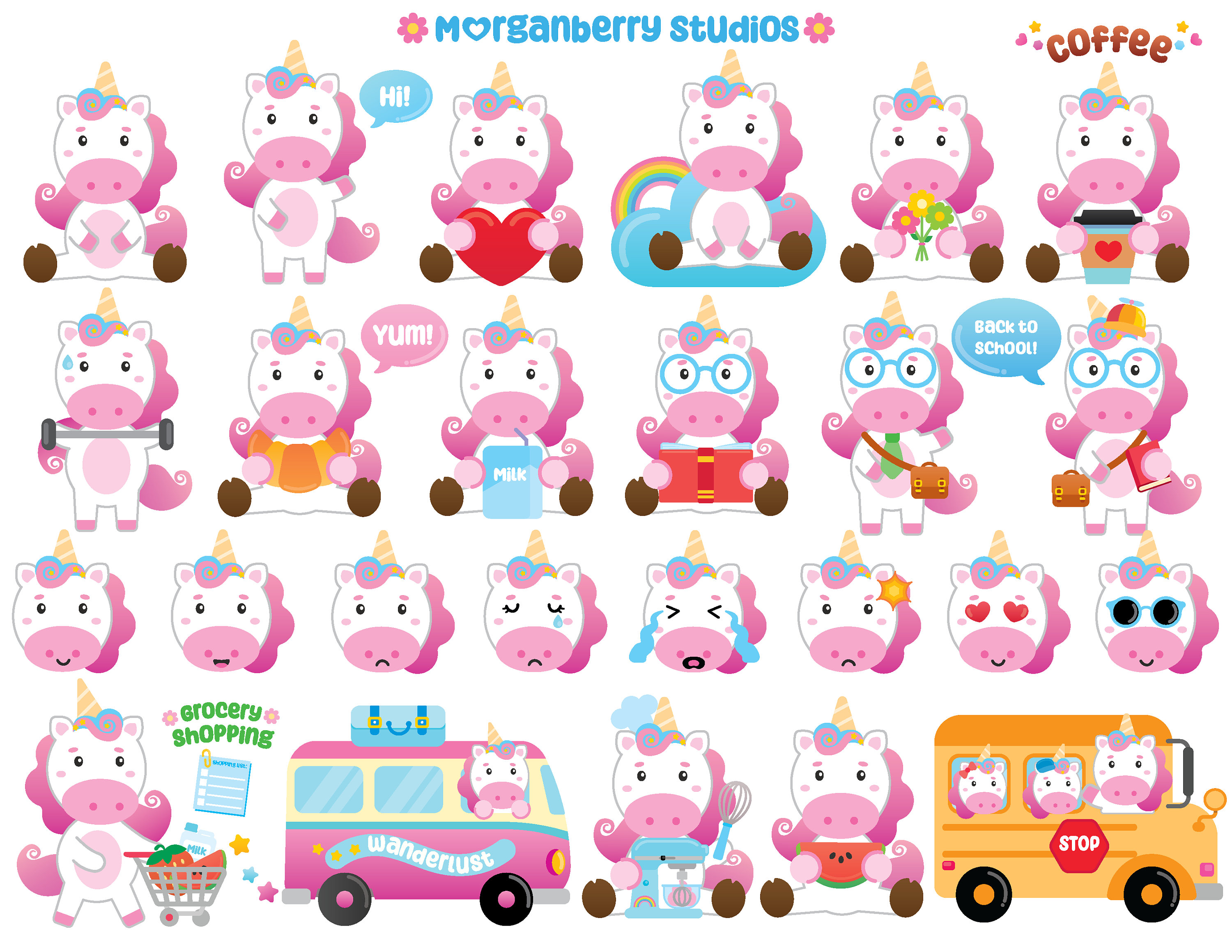 Unicorn Digital Sticker for Goodnotes, Goodnotes Stickers, Unicorn ...