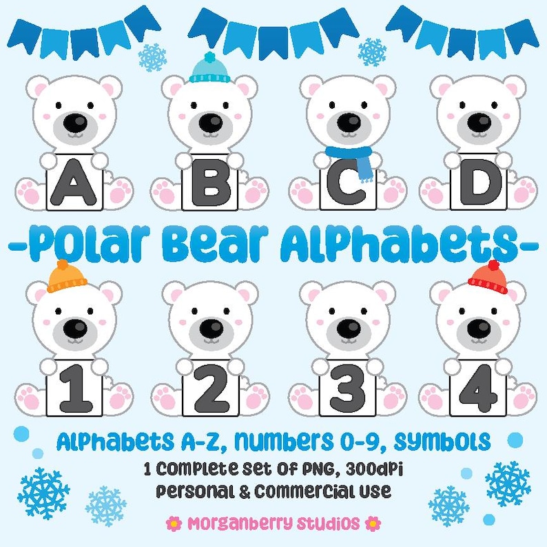 Polar Bear Alphabets Pack, Frosty Alphabets Letters, Nursery Alphabets ...