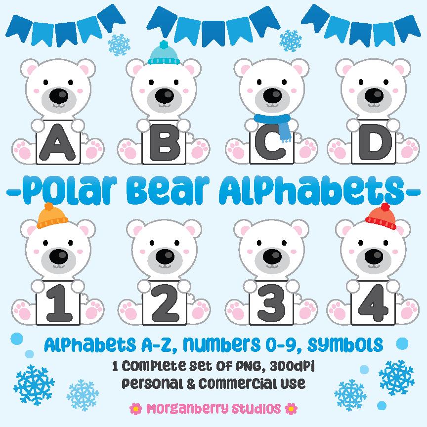 Polar Bear Alphabets Pack, Frosty Alphabets Letters, Nursery Alphabets ...