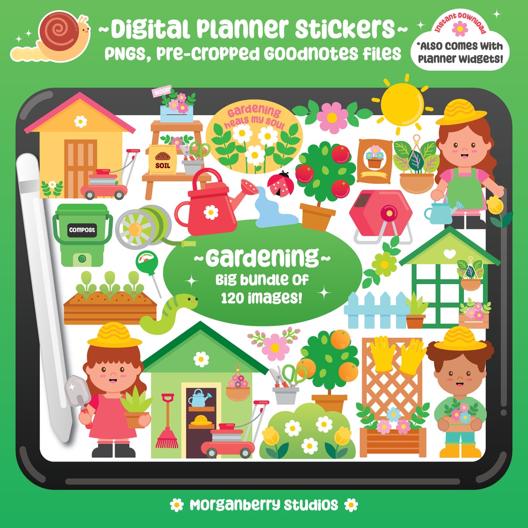 Gardening Digital Sticker for Goodnotes, Goodnotes Stickers, Digital ...
