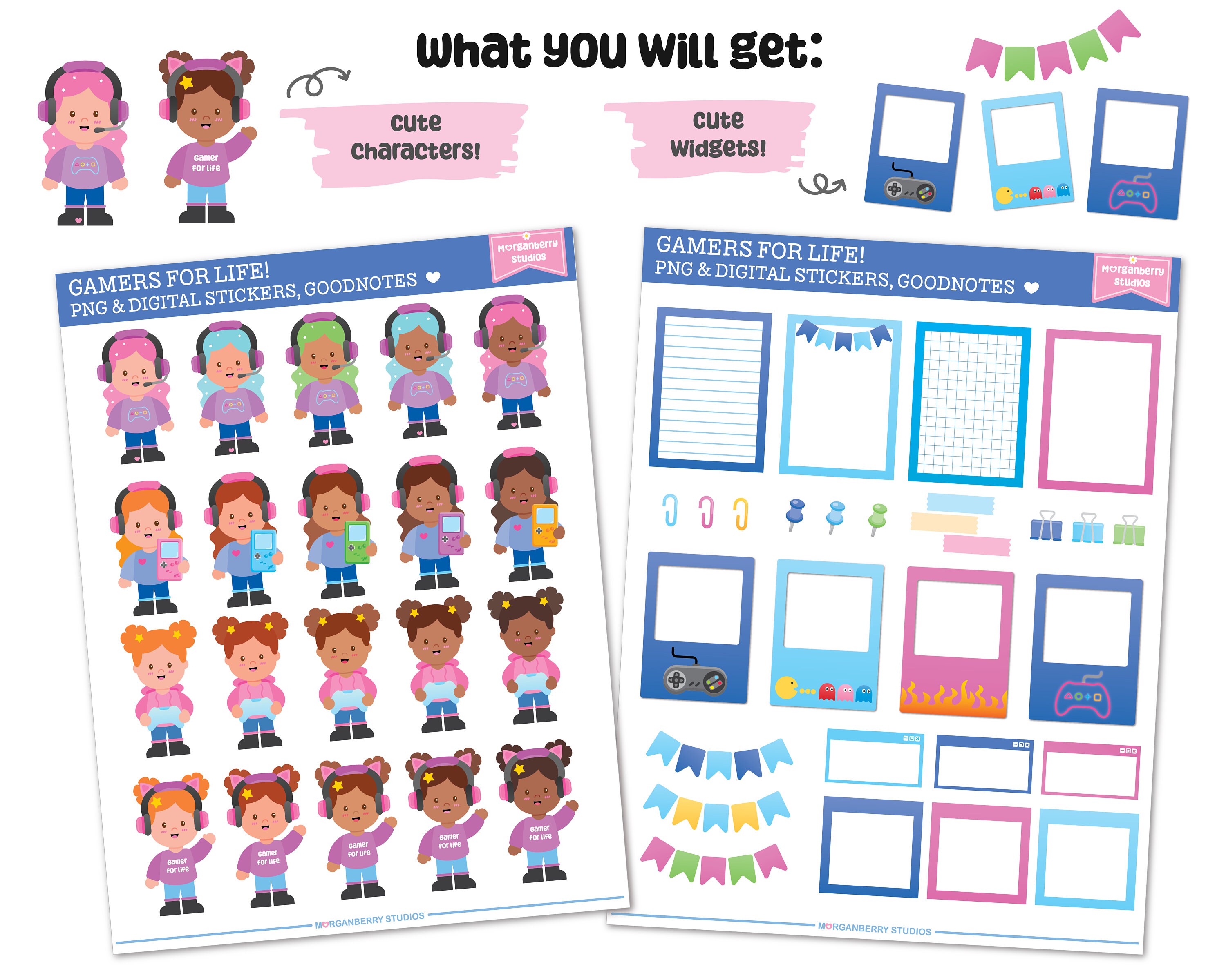 Goodnotes Stickers, Cute Gamer Stickers for Goodnotes, Planner Stickers ...