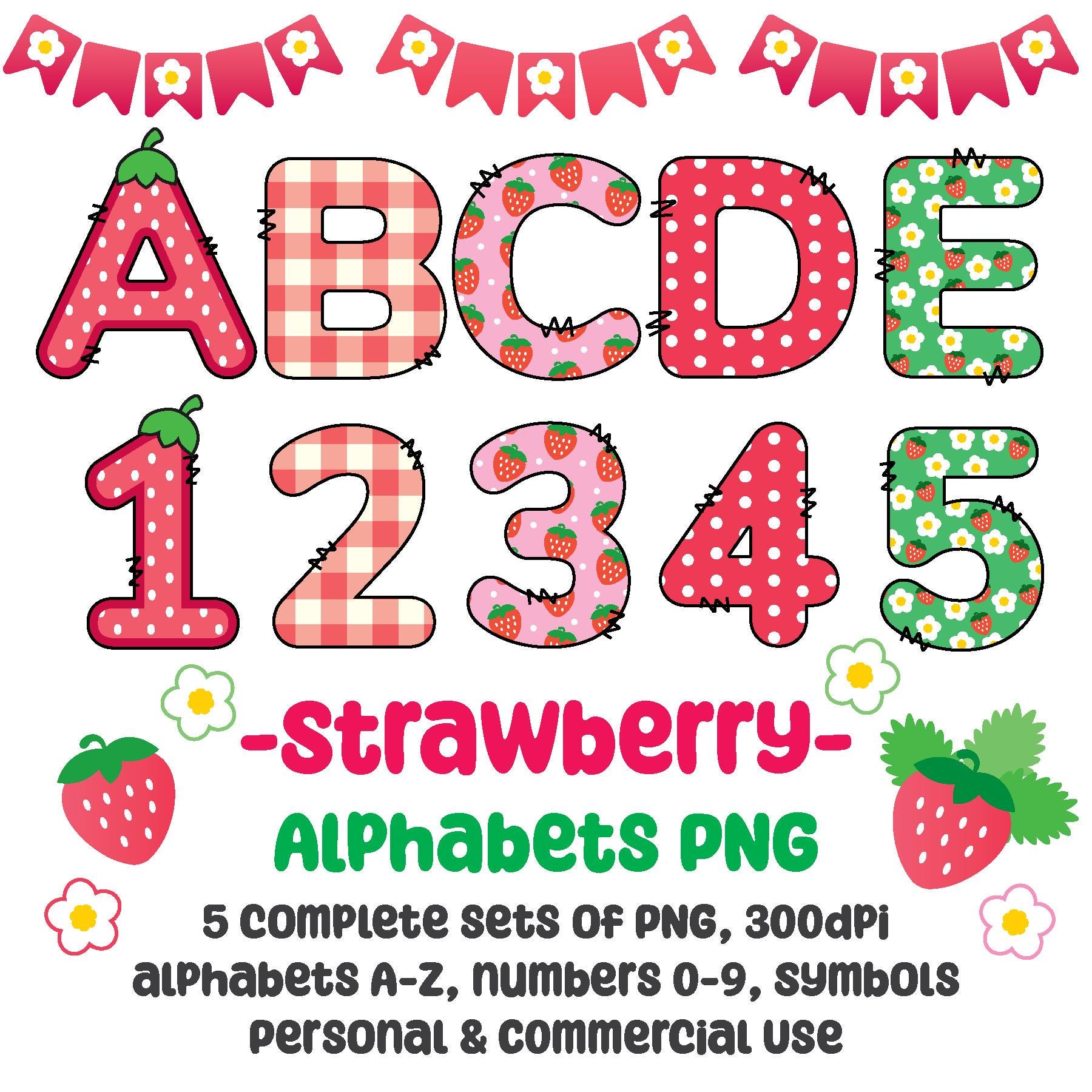 Strawberry Alphabet Clipart, Strawberry Letters, Valentine Letters ...
