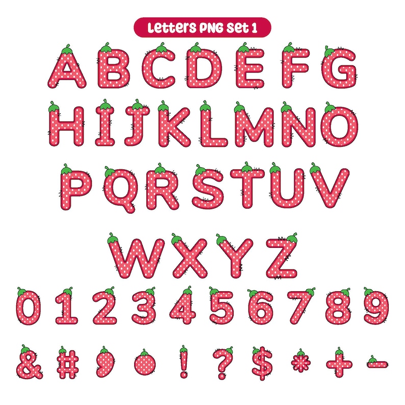 Strawberry Alphabet Clipart, Strawberry Letters, Valentine Letters ...