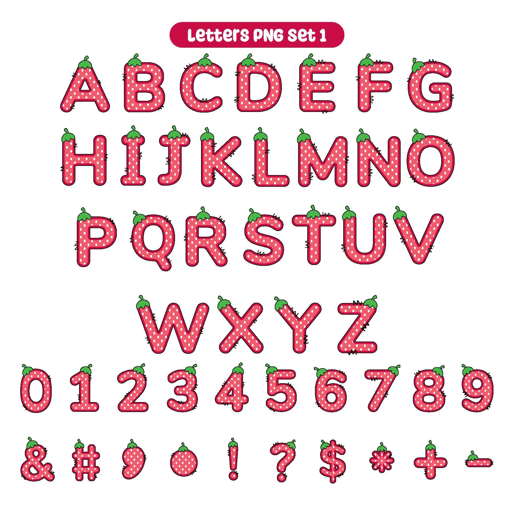 Strawberry Alphabet Clipart, Strawberry Letters, Valentine Letters ...