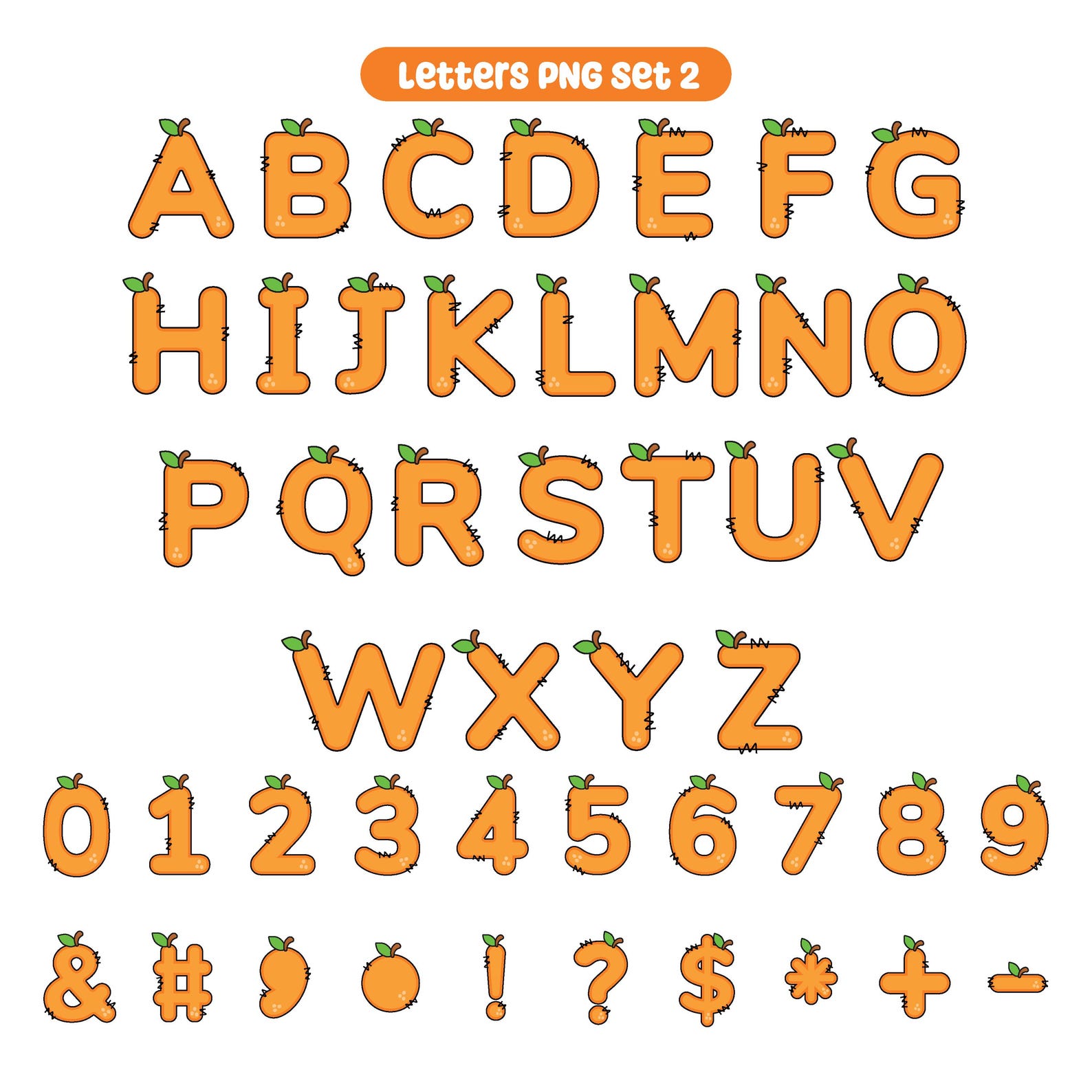 Orange Citrus Alphabet Clipart A-Z, Summer Fruit Alphabet, Fruit ...