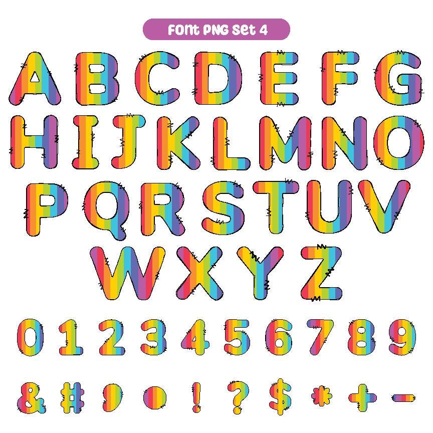Rainbow Alphabet Sublimation Pack, Rainbow Fonts, Rainbow Letters PNG ...