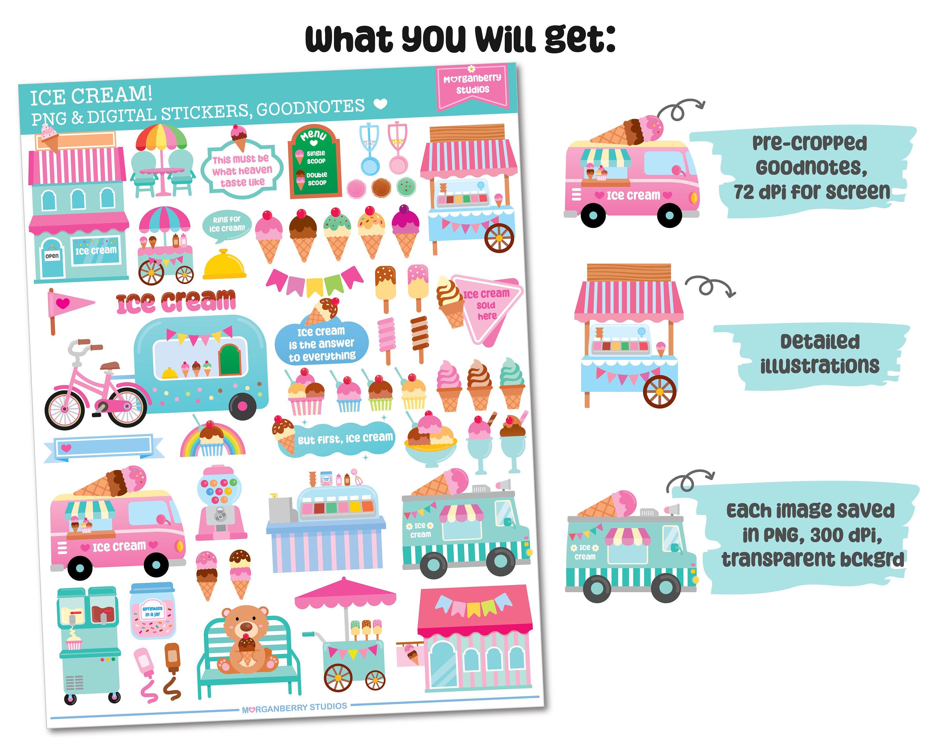 Ice Cream Digital Sticker for Goodnotes Goodnotes Sticker - Etsy