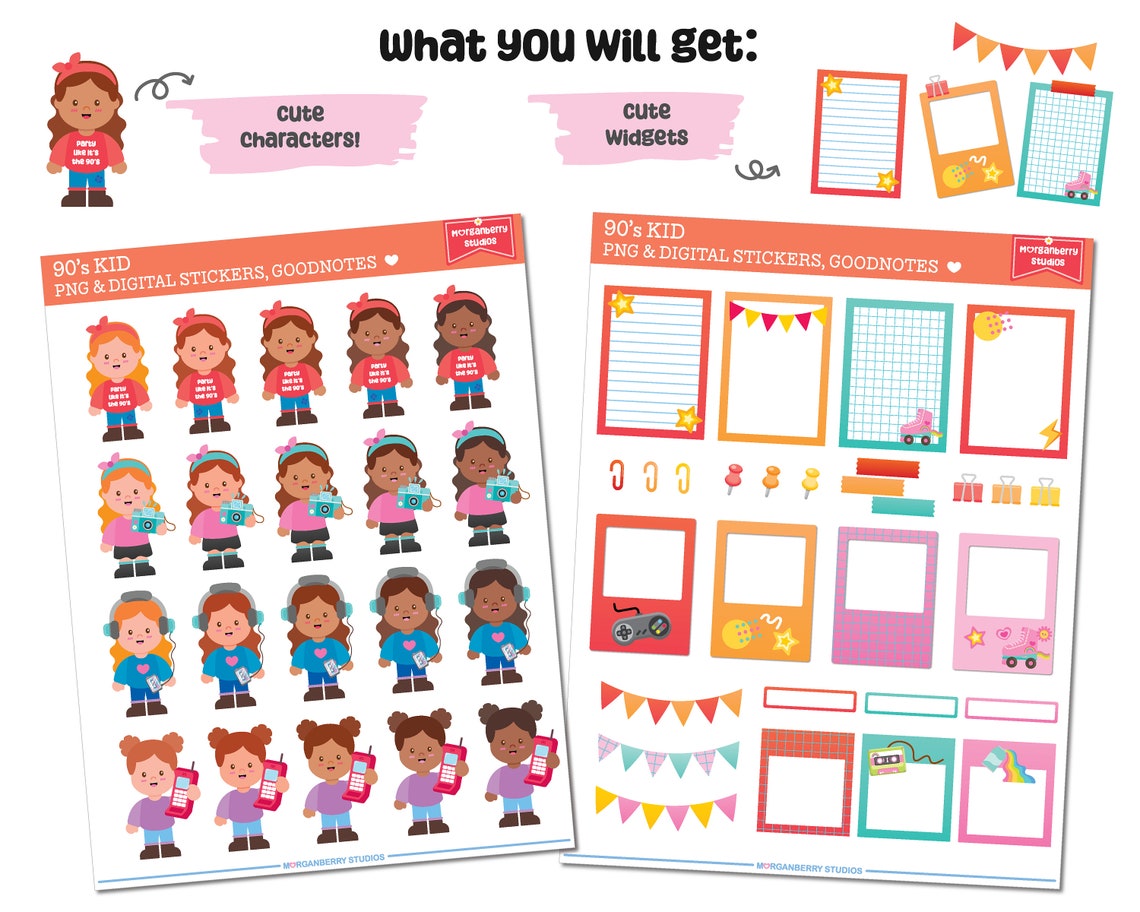 90's Digital Sticker for Goodnotes, Goodnotes Stickers, 90's Planner ...