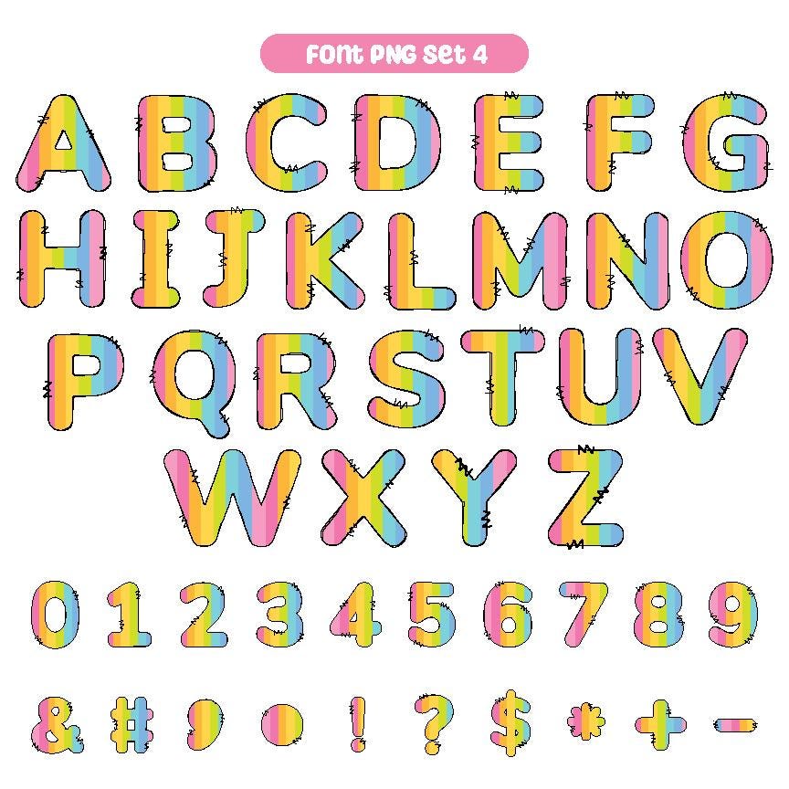 Pastel Rainbow Alphabet Pack for Sublimation, Cute Rainbow Letters ...