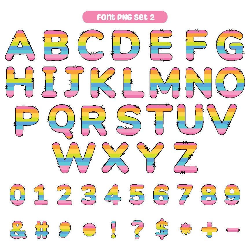 Pastel Rainbow Alphabet Pack for Sublimation, Cute Rainbow Letters ...