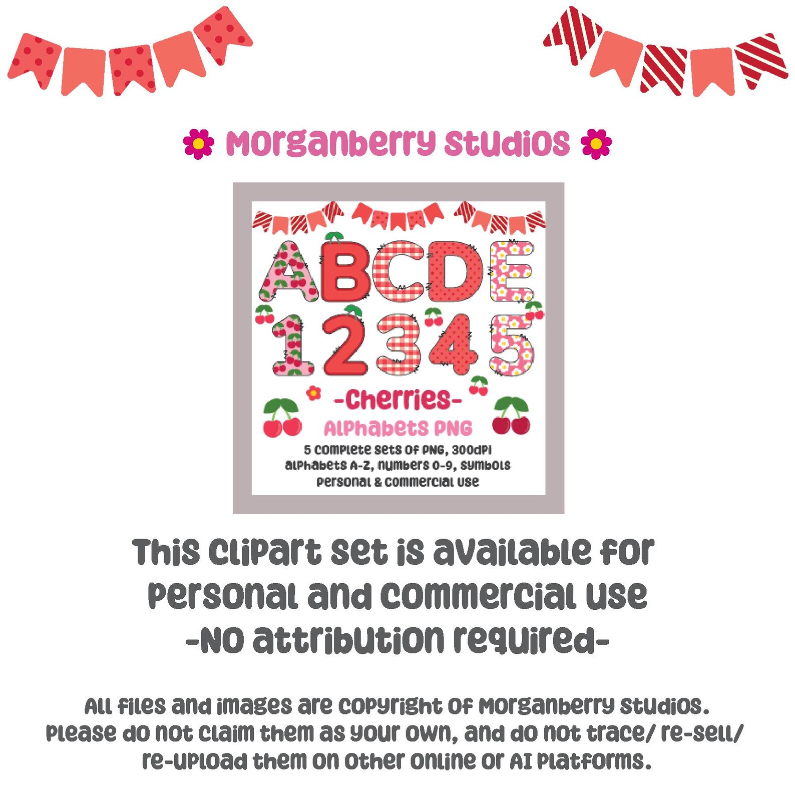 Cherry Alphabets, Cute Cherries Clipart, Cherry Doodle Letters ...