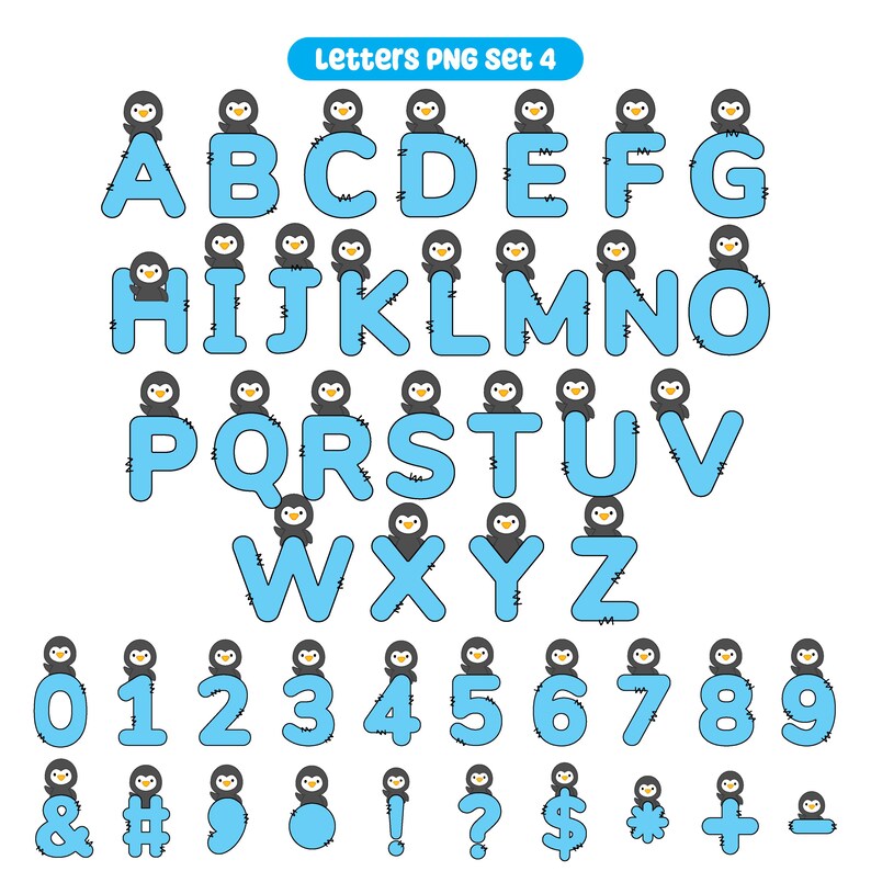 Cute Penguin Alphabet PNG Clipart, ABC Sublimation Design, Penguin ...