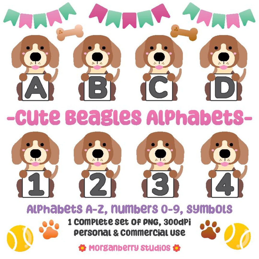 Cute Beagle Alphabets PNG, Dog Letters Clipart, Dog Font Alphabet Pack ...
