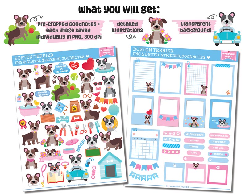 Goodnotes Stickers, Cute Doggy Digital Stickers for Goodnotes, Planner ...