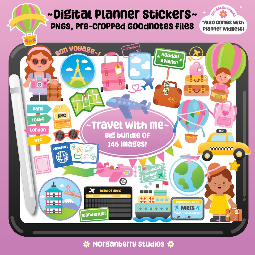 Travel Digital Sticker for Goodnotes, Goodnotes Stickers, Planner ...
