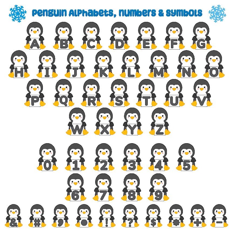 Penguin Alphabet Letters PNG, Penguin Clipart, Winter Clipart, Penguin ...