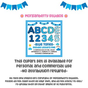 Blue Alphabets Sublimation Pack, Doodle Letters for Sublimation ...