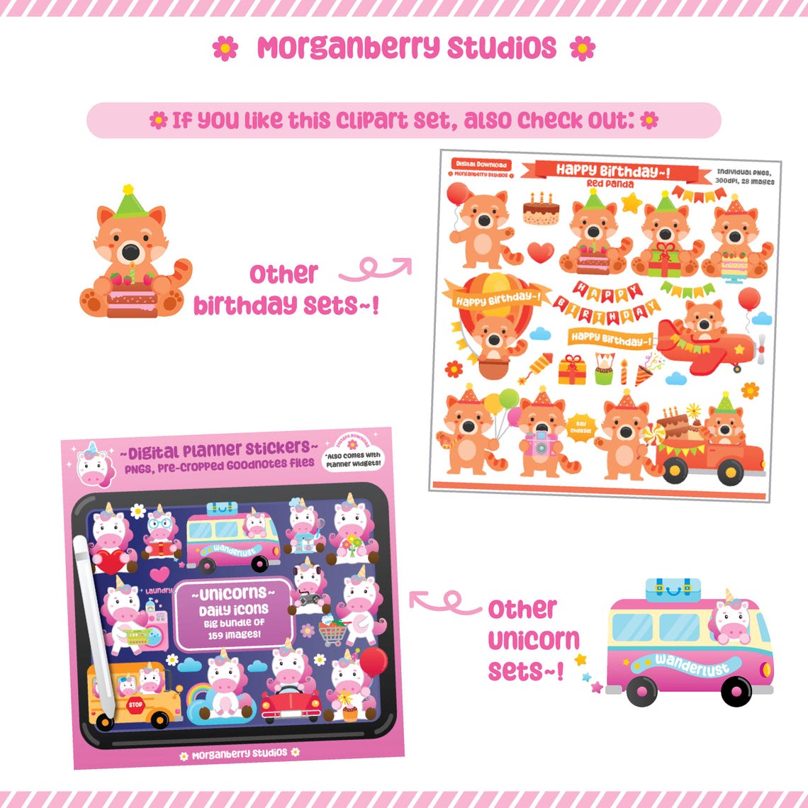 Cute Unicorn Birthday Clipart, Birthday Clipart, Unicorn Clipart ...