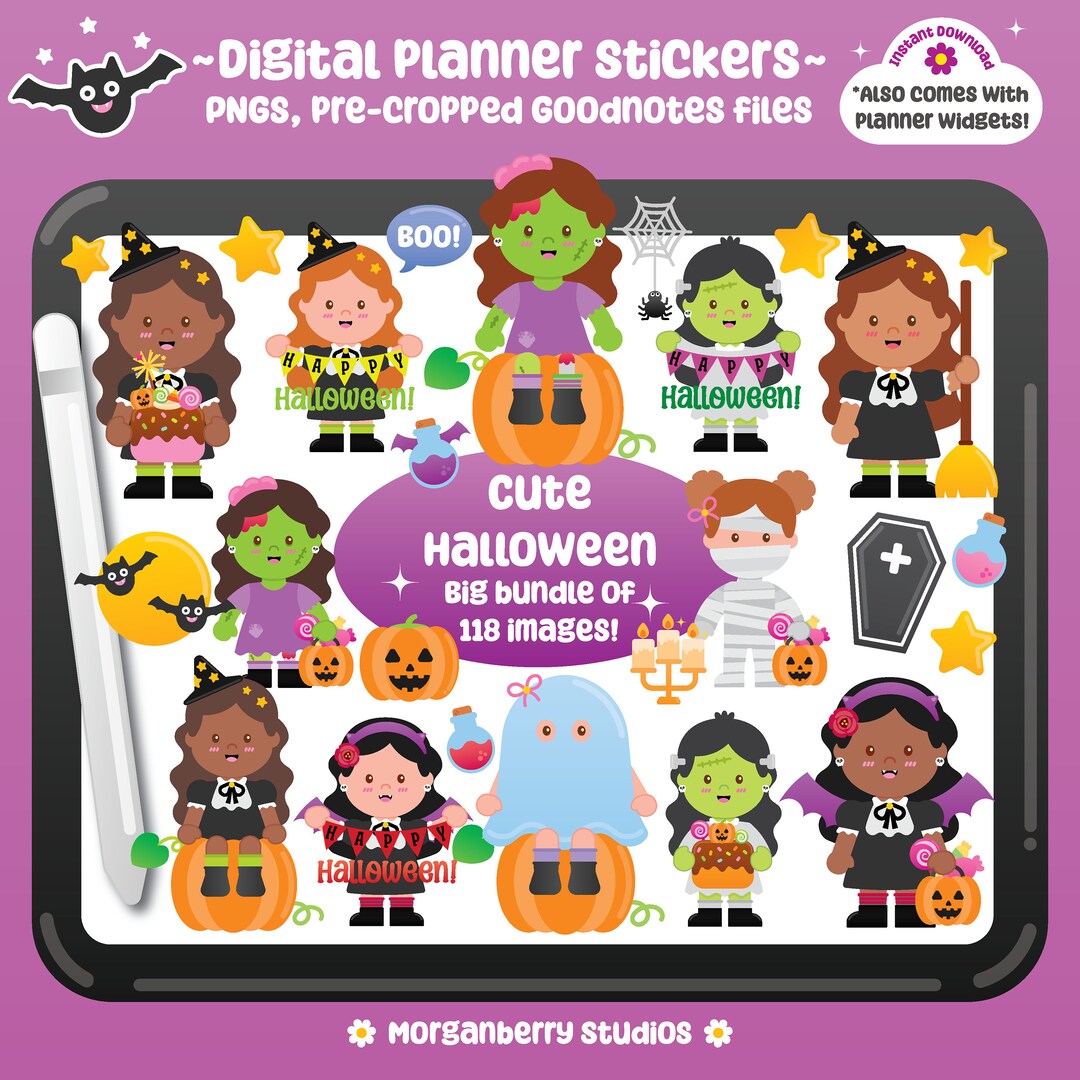 Cute Halloween Stickers for Goodnotes Digital Halloween - Etsy