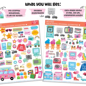 90's Digital Sticker for Goodnotes, Goodnotes Stickers, 90's Planner ...