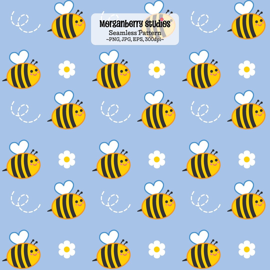 Cute Bees Seamless Pattern, Bee Pattern for Fabric Printing ...