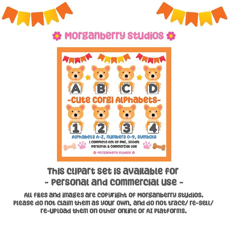 Corgi Alphabet PNG Pack, Cute Dog Letter Graphics for Creative Designs ...