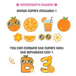 Orange Citrus Alphabet Clipart A-Z, Summer Fruit Alphabet, Fruit ...
