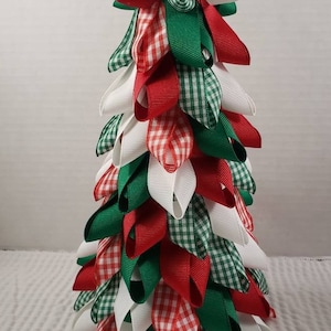 6 Inch or 9 Inch Red Green Check Ribbon Holiday Tabletop Tree - Etsy