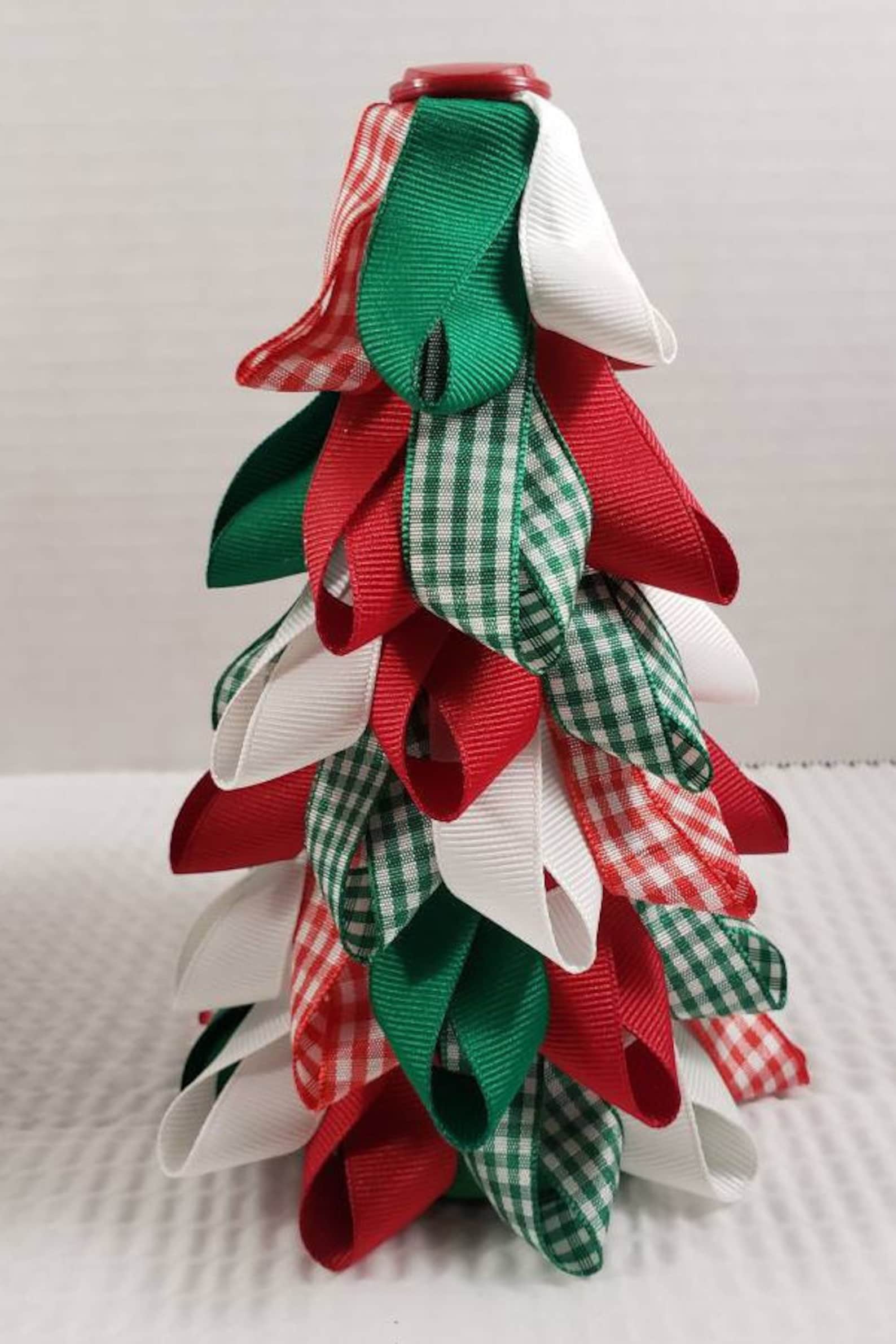 6 Inch or 9 Inch Red Green Check Ribbon Holiday Tabletop Tree - Etsy