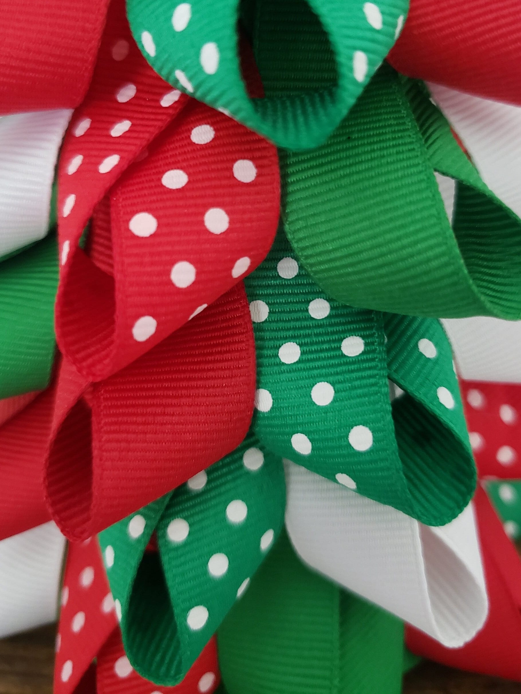 6 Inch OR 9 Inch Red/green Polka Dot Ribbon Holiday Tabletop Tree - Etsy
