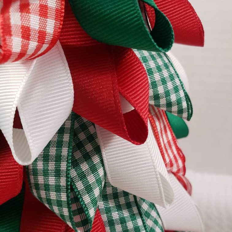 6 Inch or 9 Inch Red Green Check Ribbon Holiday Tabletop Tree - Etsy