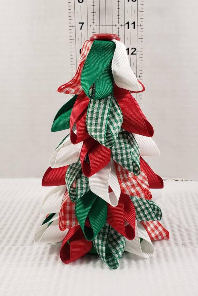 6 Inch or 9 Inch Red Green Check Ribbon Holiday Tabletop Tree - Etsy