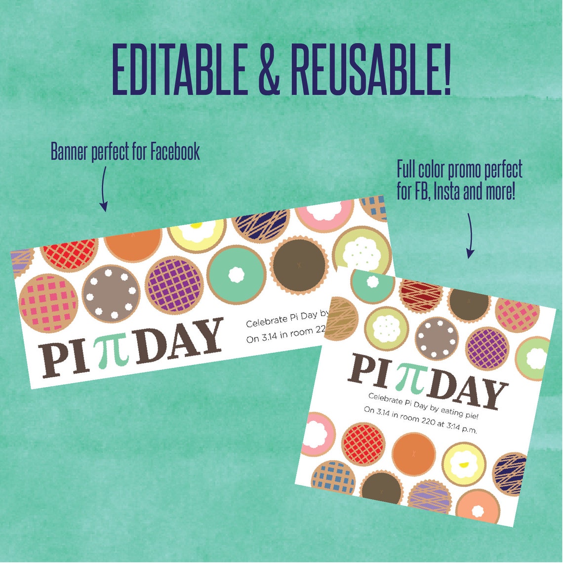 Pi Day Social Media Artwork | PTO | PTA | School Event | Editable PDF ...