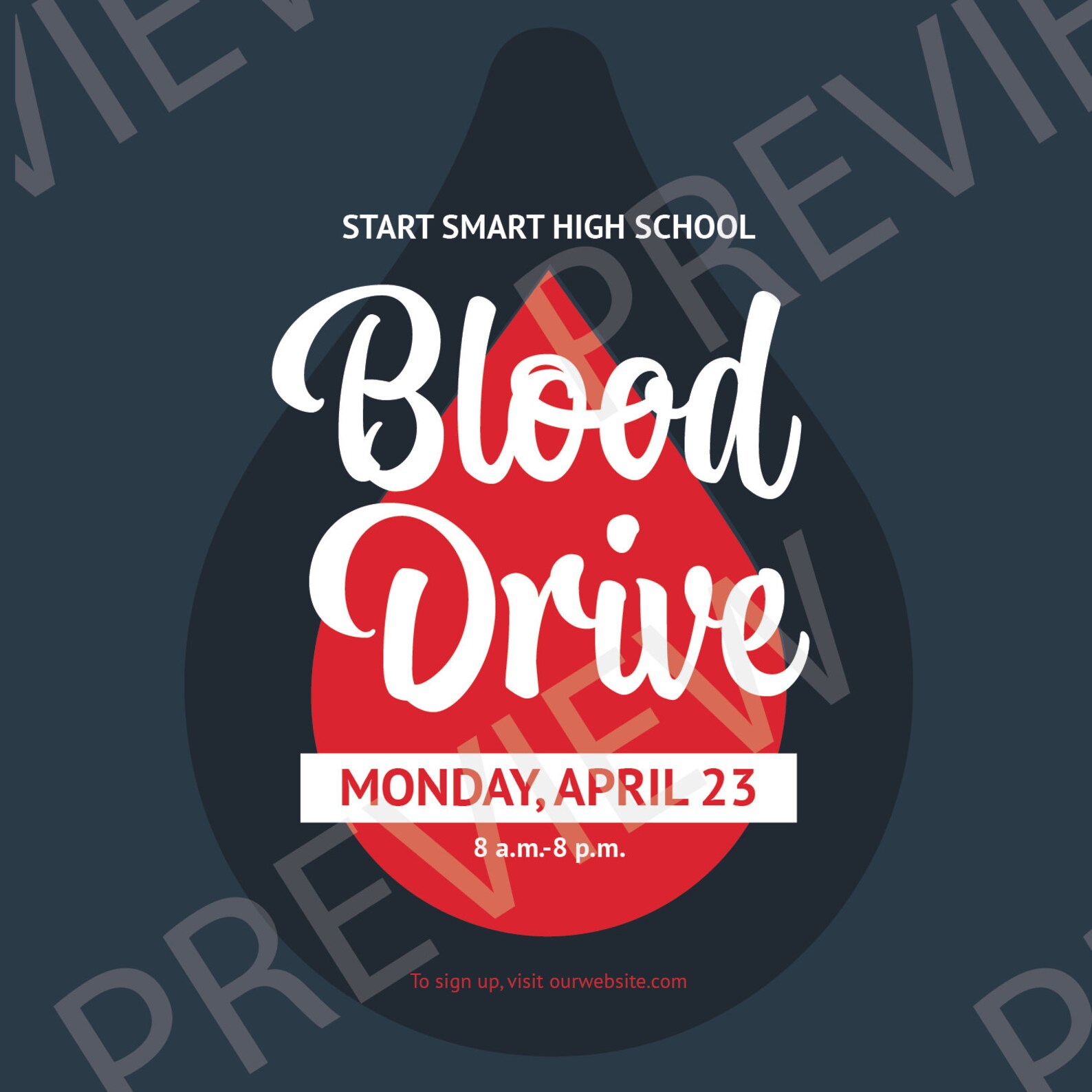 Blood Drive Social Media Artwork | PTO | PTA | School Event | Editable ...