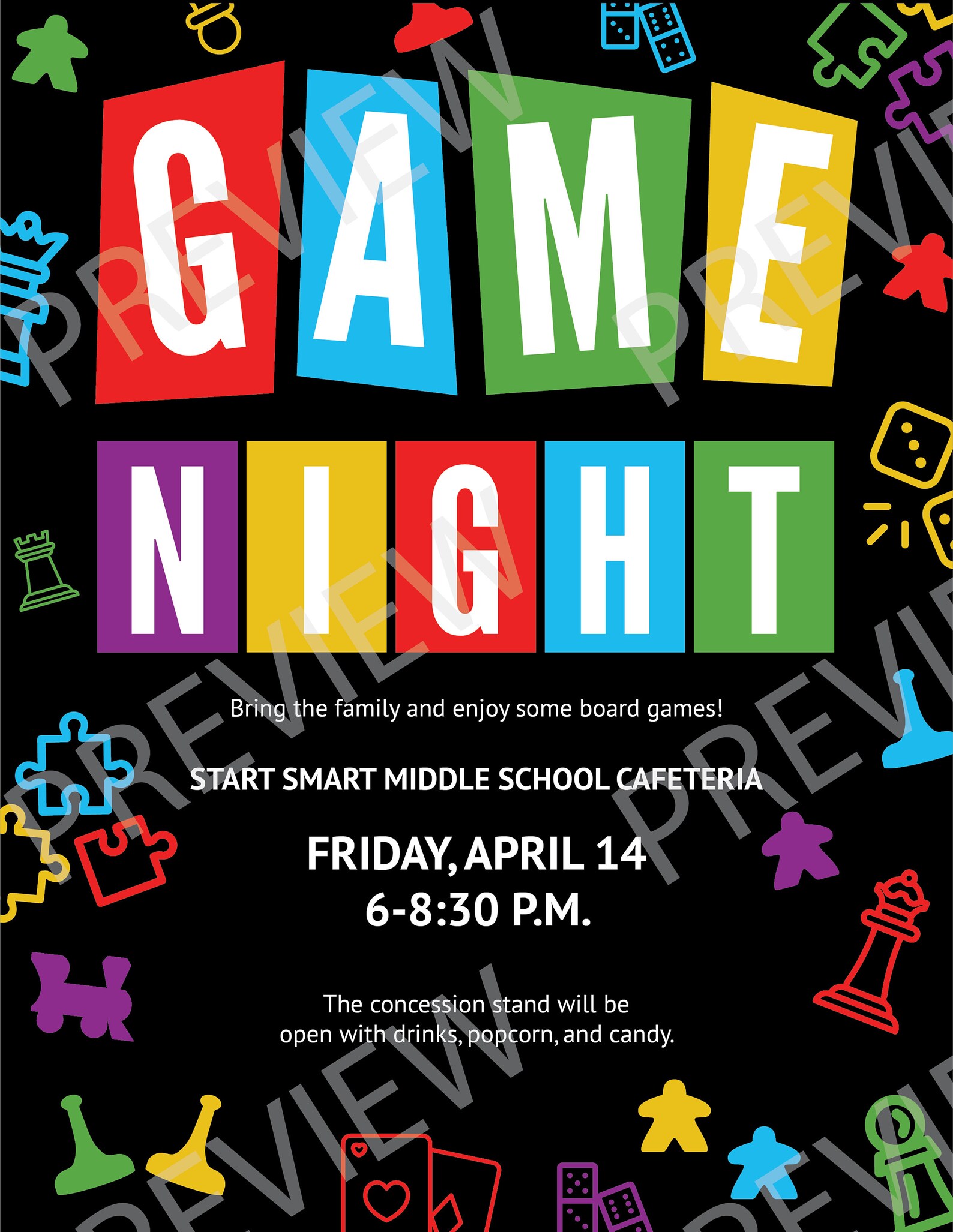 Game Night Event Flyers | PTO | PTA | School Event | Editable PDF ...