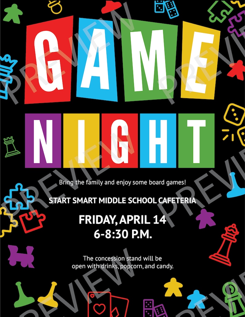 Game Night Event Flyers | PTO | PTA | School Event | Editable PDF ...